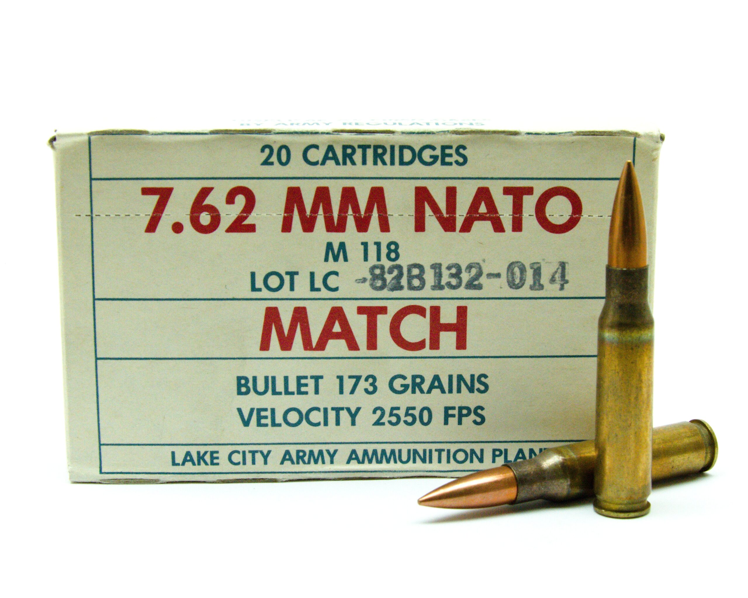 7 62 NATO Match Ammunition M 118 Lake City Brass With 173 Grain FMJ